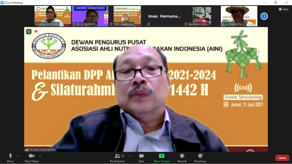 Resmi Dilantik, Pengurus Asosiasi Ahli Nutrisi dan Pakan Indonesia (AINI) Periode 2021-2024 ...